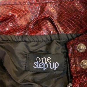 One Step Ahead | Jackets & Coats | Crimson Faux Snakeskin Jacket By One ...